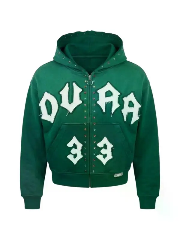 DUAA Crystal Appliqué Relaxed Fit Hoodie - Green