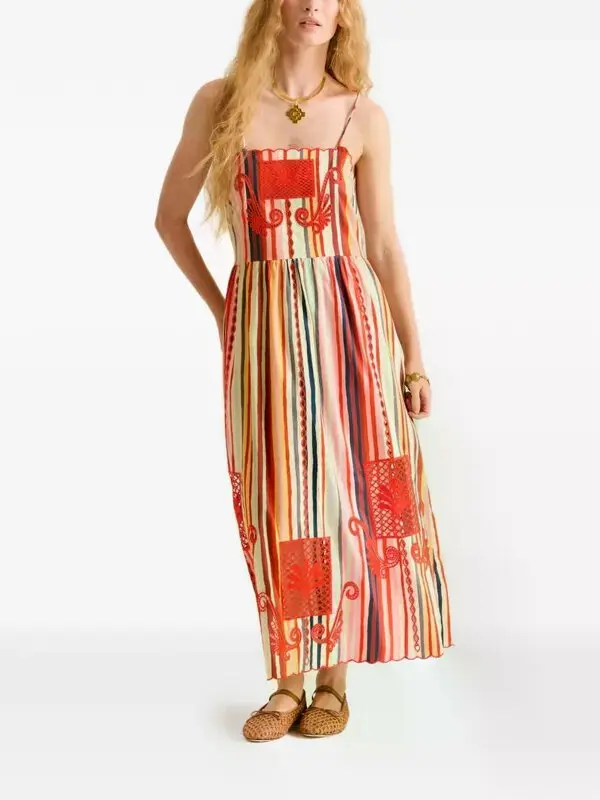 Carolina K Della Embroidered-striped Dress - Multicolour