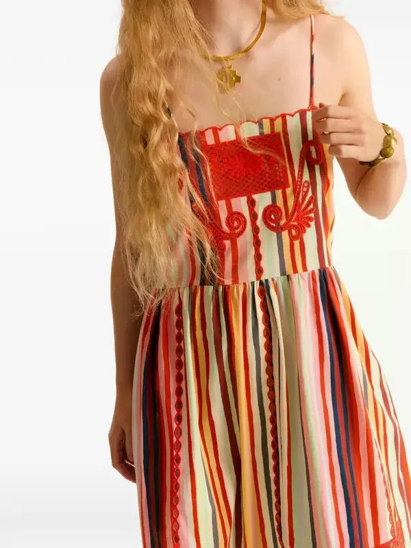 Carolina K Della Embroidered-striped Dress