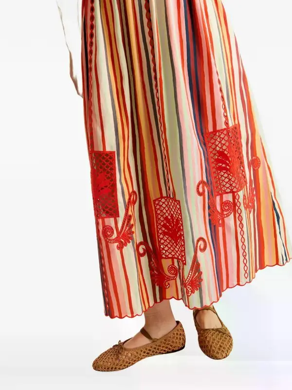 Carolina K Della Embroidered-striped Dress
