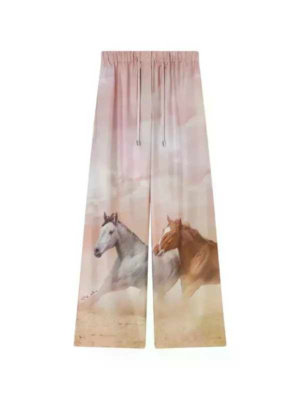 Attico Printed Twill Trousers - Pink