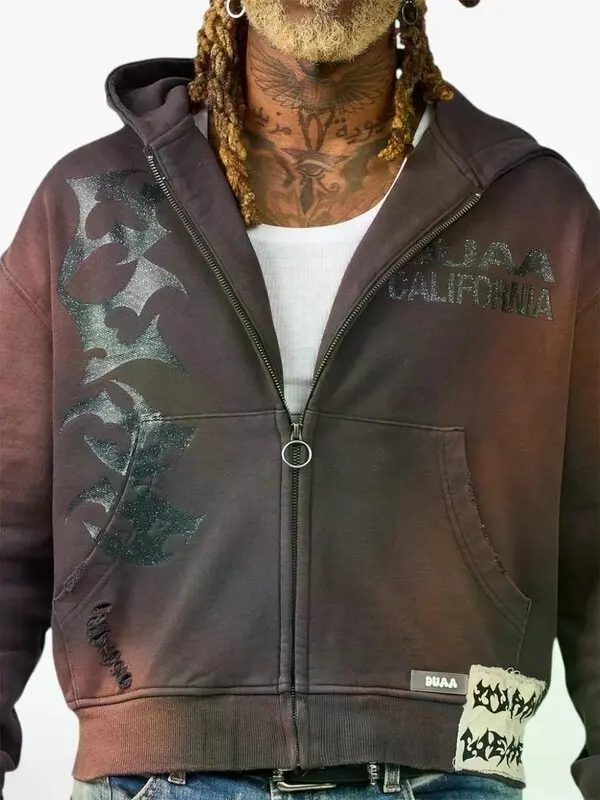 DUAA Graphic Print Zip-up Hoodie