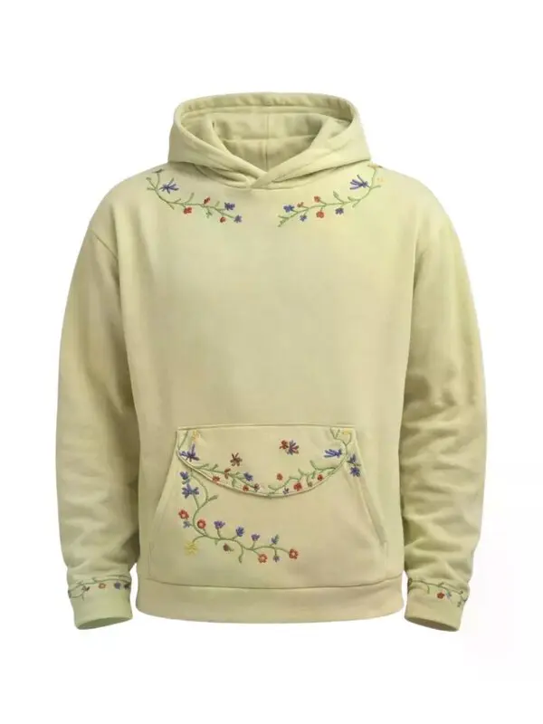 FOUND Embroidered Floral Hoodie - Green