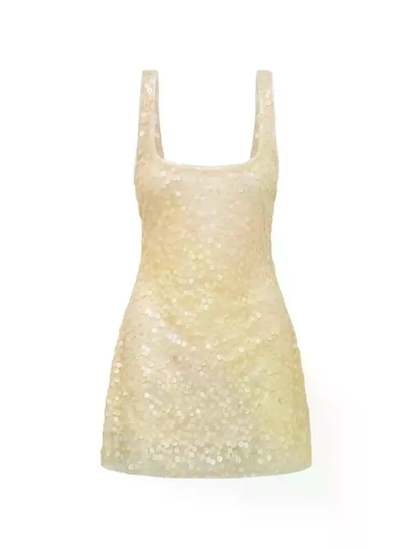 LoveShackFancy Sequin Embellished Mini Dress - Neutrals