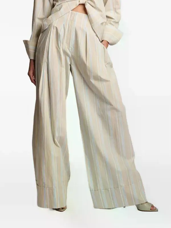 HEVRON Striped Pleated Trousers - Neutrals