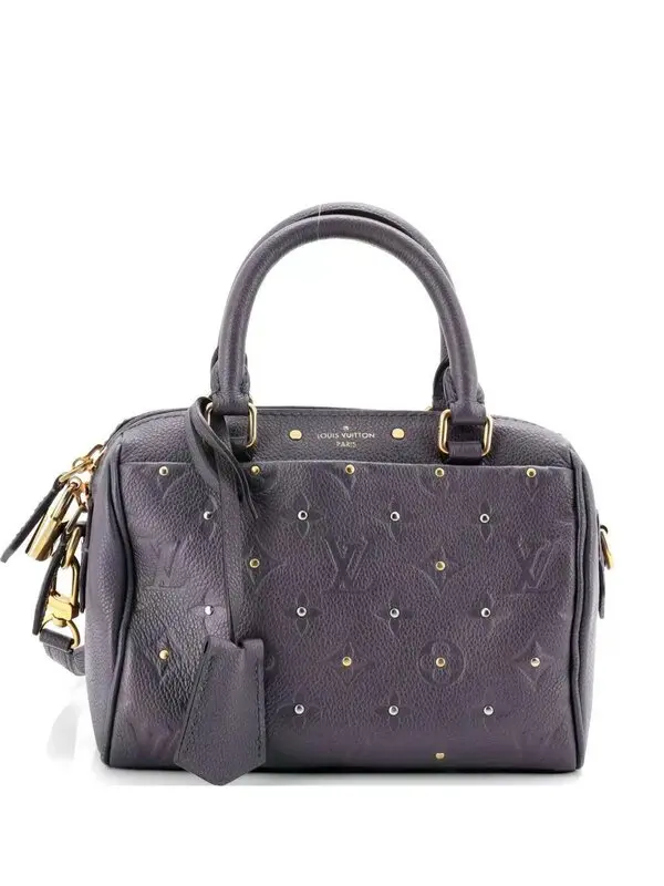 LOUIS VUITTON Speedy Bandouliere Nm Bag Studded Monogram Empreinte Leather 20 Shoulder Bag - Grey