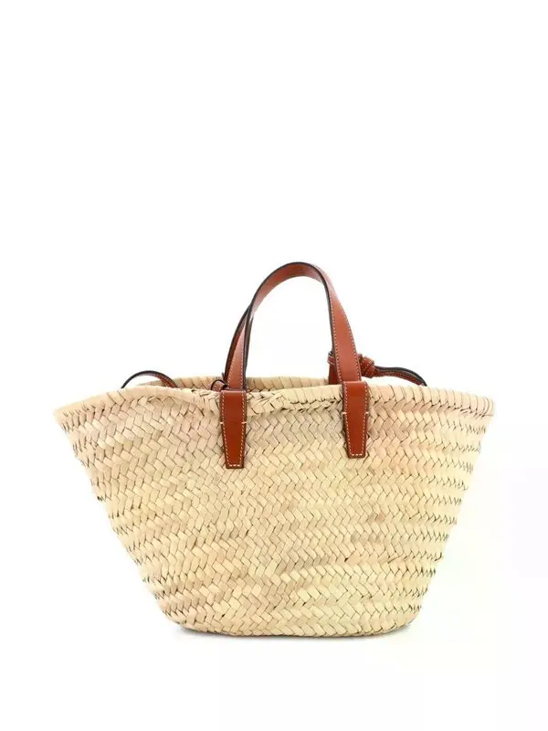 Celine Classic Panier Basket Raffia And Leather Teen Tote Bag - Brown