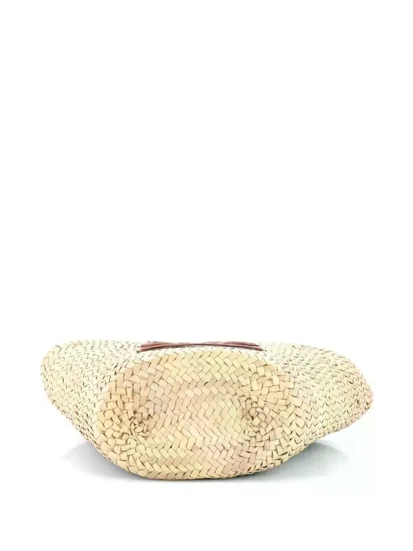 Celine Classic Panier Basket Raffia And Leather Teen Tote Bag - Brown