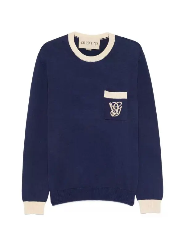 Valentino Garavani Crew-neck Long-sleeve Sweater - Blue