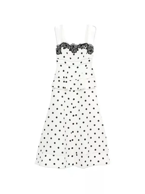 SELF-PORTRAIT Polka Dot Lace Maxi Dress - White