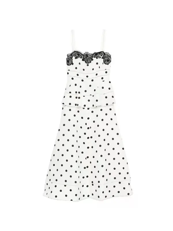 SELF-PORTRAIT Polka Dot Lace Maxi Dress - White