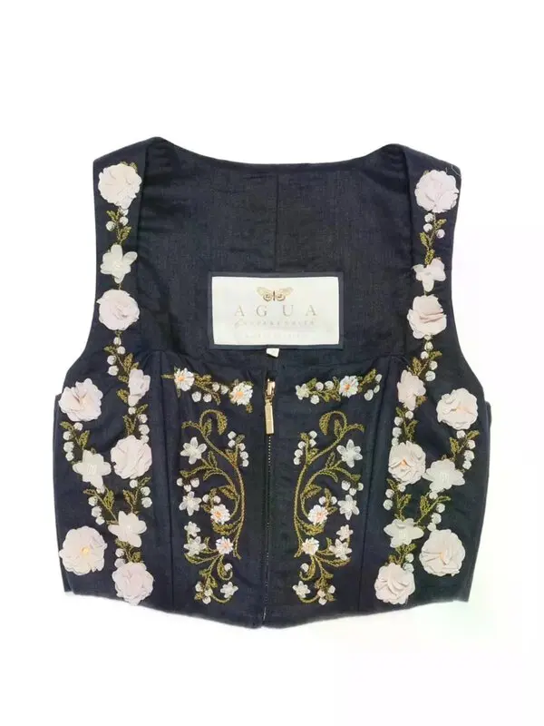 Agua Bendita Floral Appliqué Vest