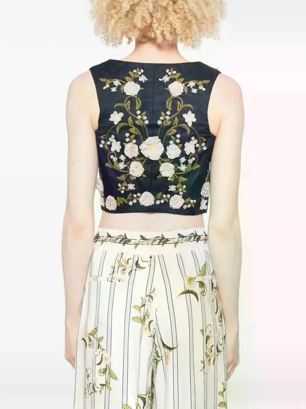 Agua Bendita Floral Appliqué Vest