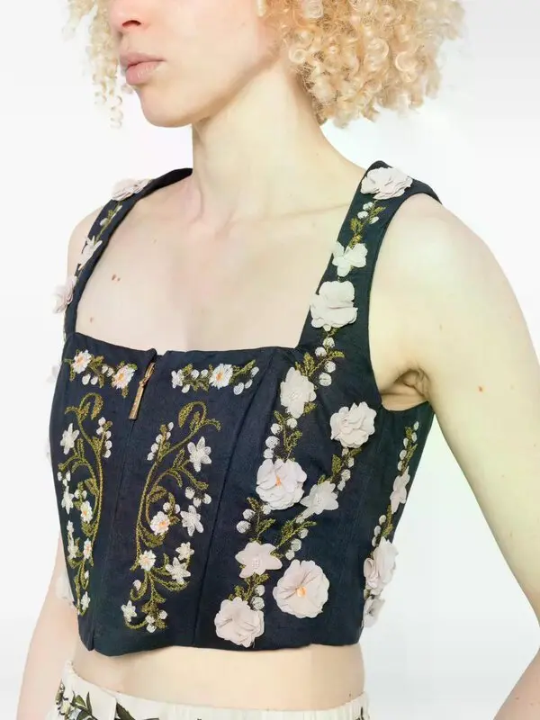Agua Bendita Floral Appliqué Vest