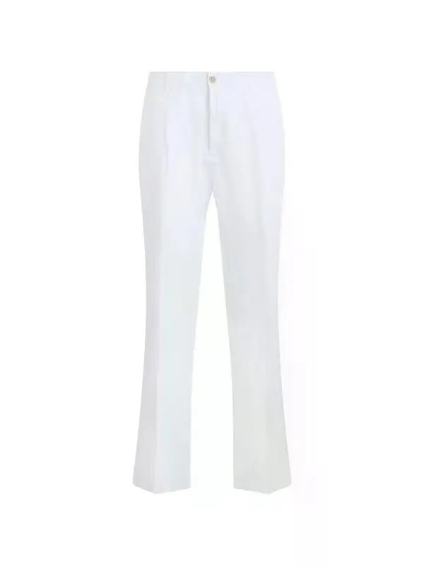 120% Lino Pleated Linen Trousers - White