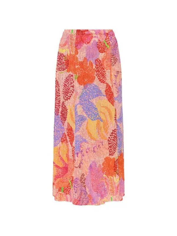 Issey Miyake Floral Pleated Mid Skirt - Pink