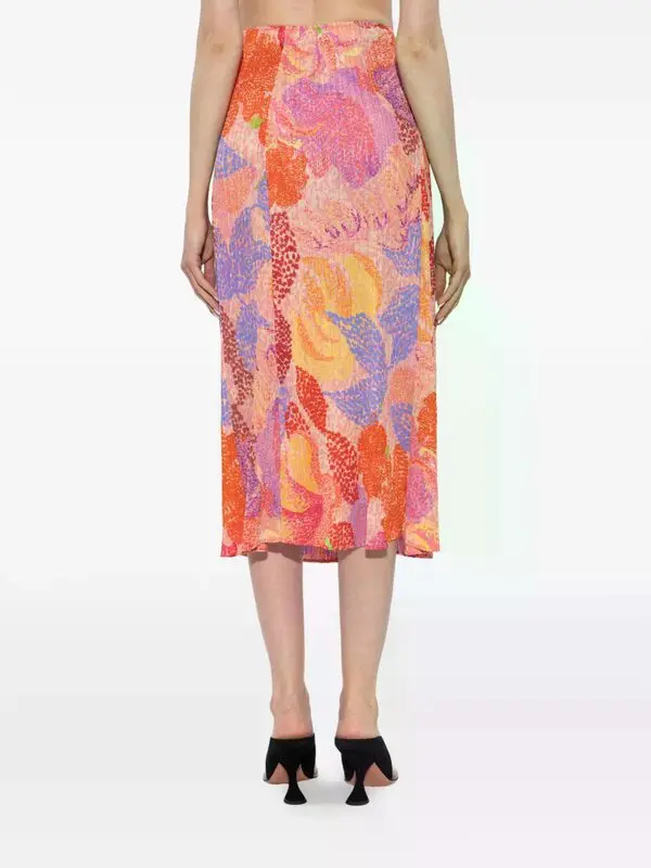 Issey Miyake Floral Pleated Mid Skirt - Pink