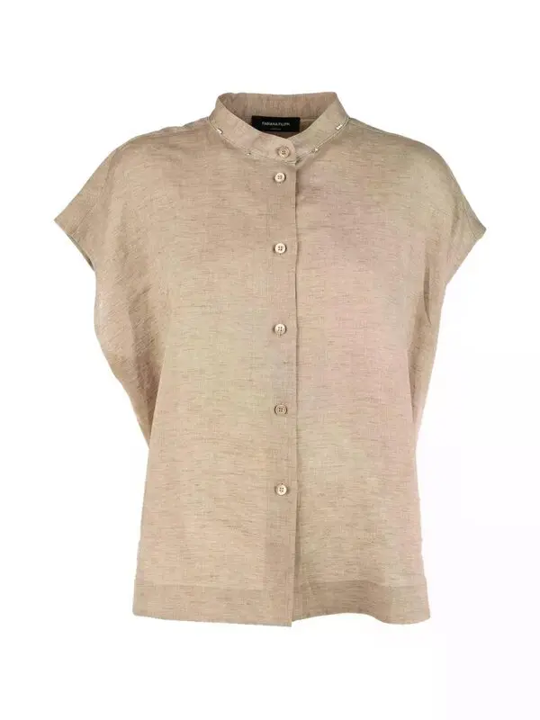 Fabiana Filippi Mandarin Collar Button Blouse - Neutrals