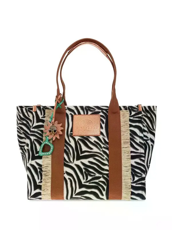Kurt Geiger Large Zebra-print Tote Bag - White