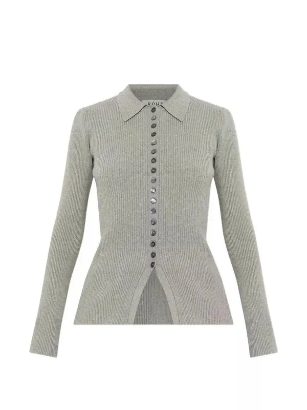 RÓHE Ribbed Cardigan - Grey