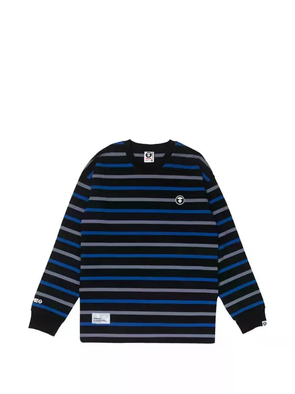 AAPE BY *A BATHING APE Moonface Patch Striped Long-sleeve T-shirt - Black