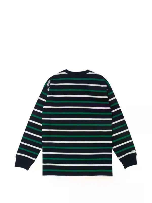 AAPE BY *A BATHING APE Moonface Patch Striped Long-sleeve T-shirt - Black