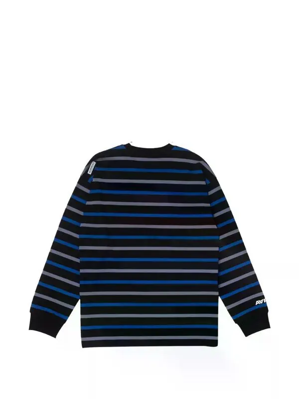 AAPE BY *A BATHING APE Moonface Patch Striped Long-sleeve T-shirt - Black
