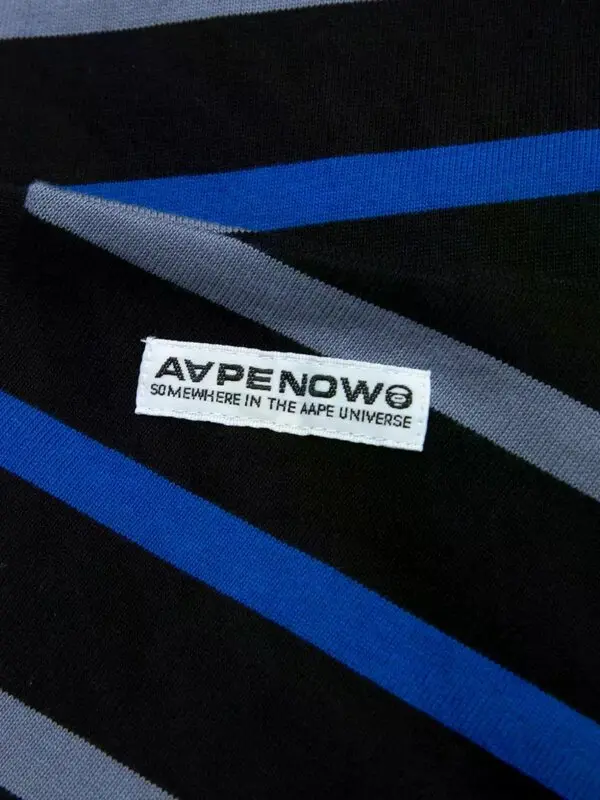 AAPE BY *A BATHING APE Moonface Patch Striped Long-sleeve T-shirt - Black