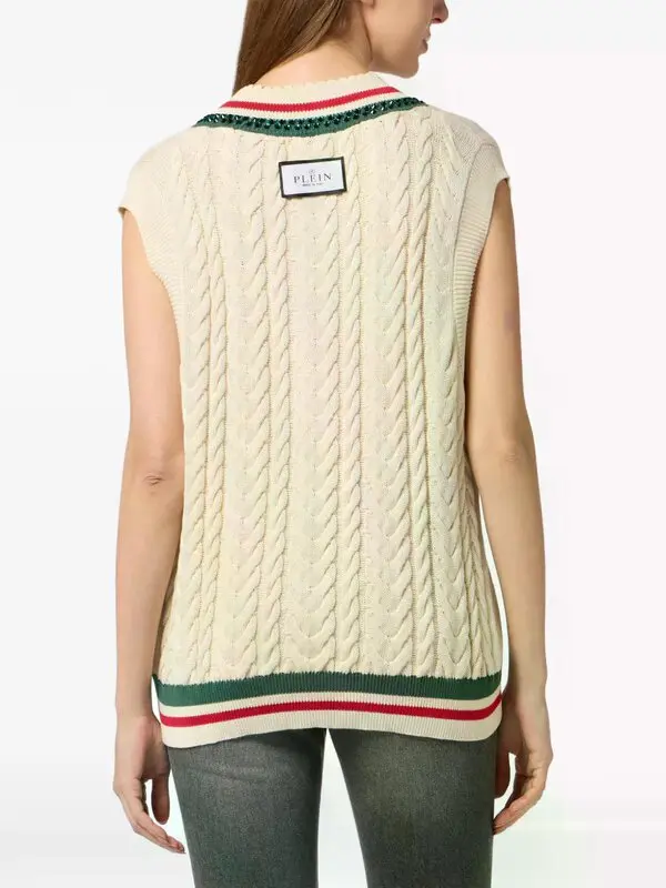 Philipp Plein Embroidered Cable-knit Vest