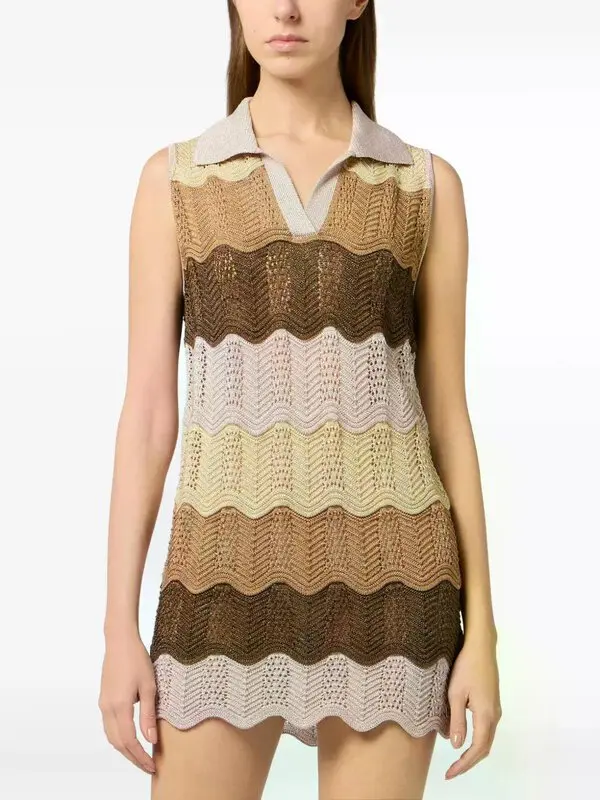 Philipp Plein Sleeveless Polo Neck Mini Dress - Neutrals