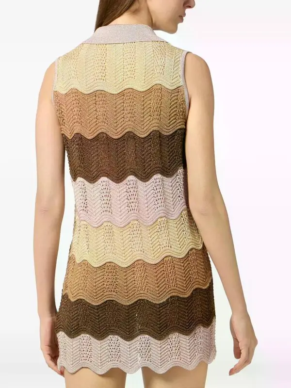 Philipp Plein Sleeveless Polo Neck Mini Dress - Neutrals