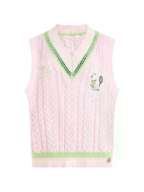 Philipp Plein V-neck Cable-knit Vest - Pink