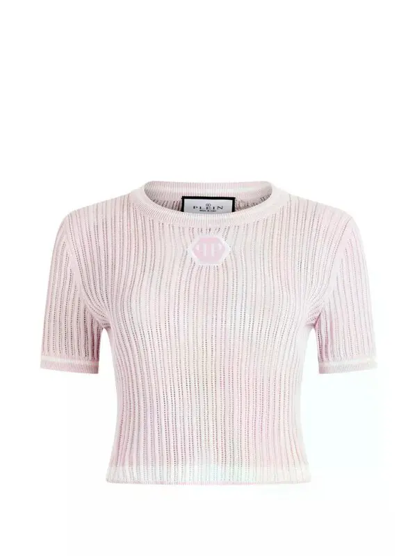 Philipp Plein Knitted Logo-patch T-shirt - Pink