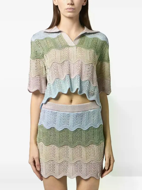 Philipp Plein Knitted Cropped Polo Shirt