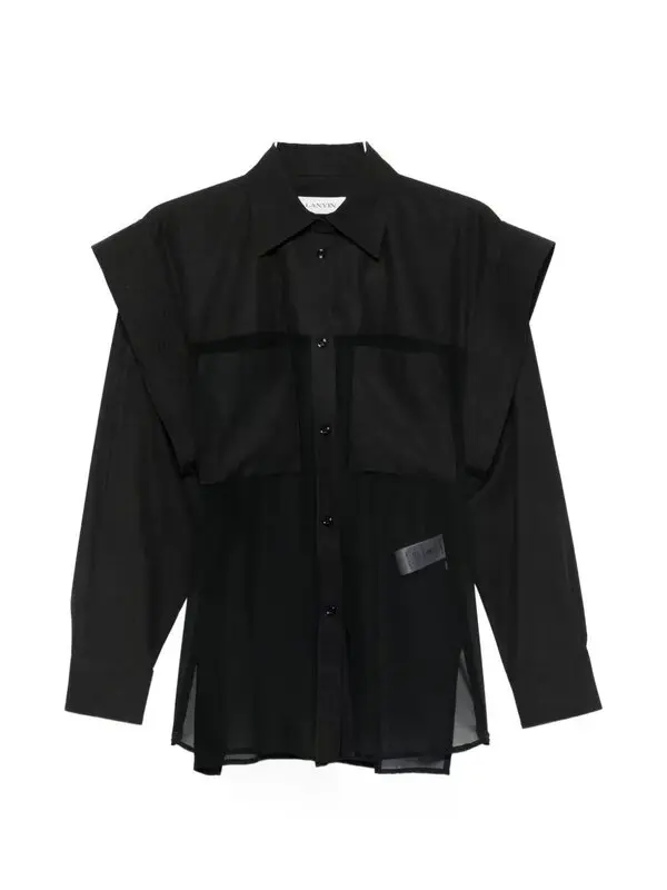 LANVIN Patch Pocket Long Sleeve Shirt - Black