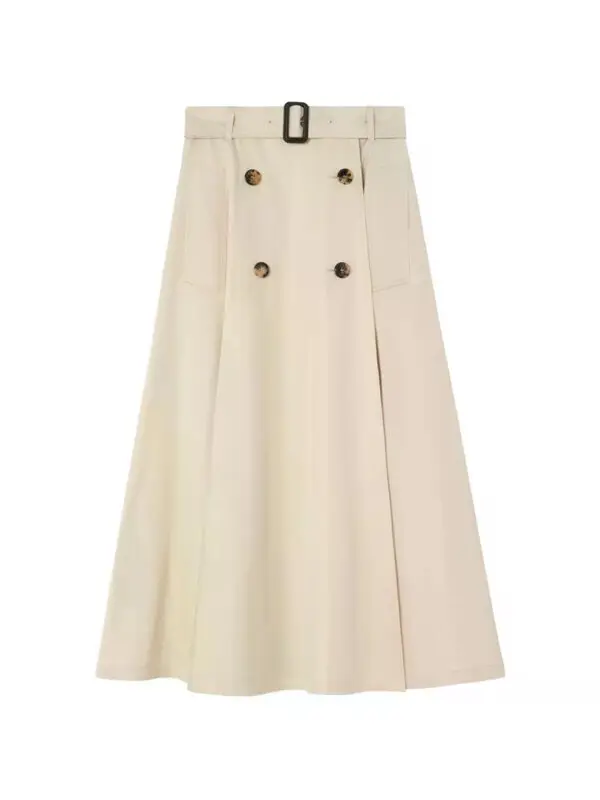Burberry Gabardine Trench Midi Skirt - Neutrals