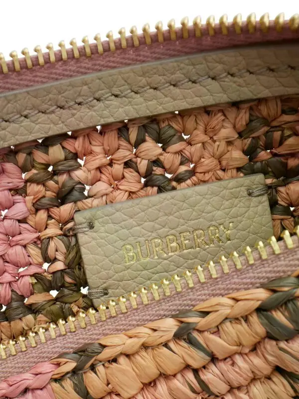Burberry Margate Pouch In Raffia - Pink