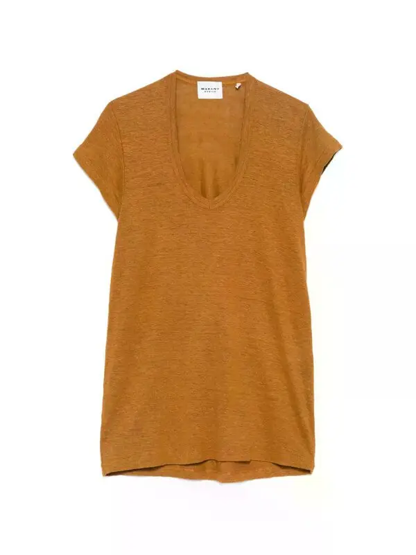 MARANT ETOILE V-neck Short Sleeve T-shirt - Brown