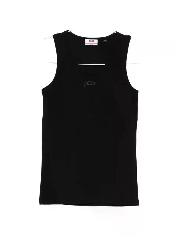 Gcds Logo-embroidered Top - Black
