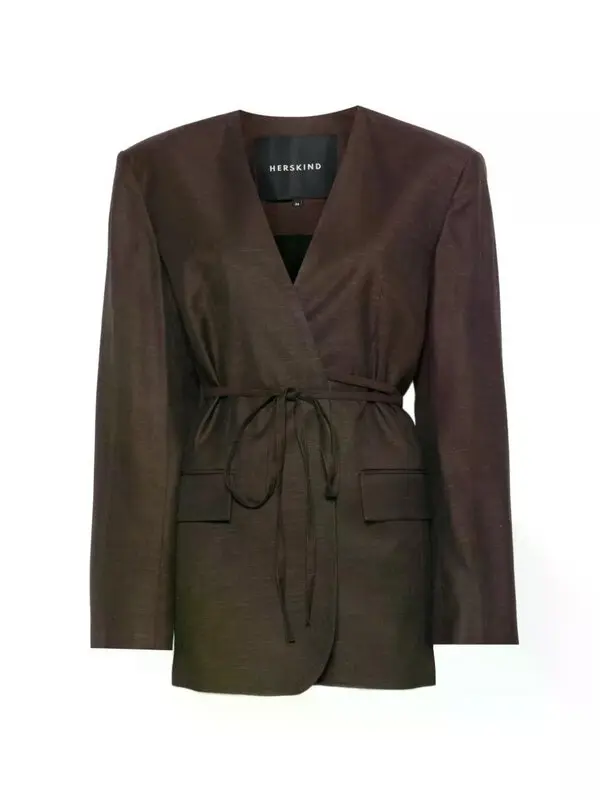 HERSKIND Indiana Oversized Tie Blazer - Brown