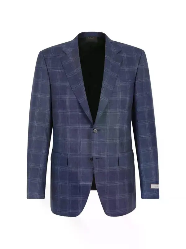 Canali Check Single-breasted Blazer - Blue
