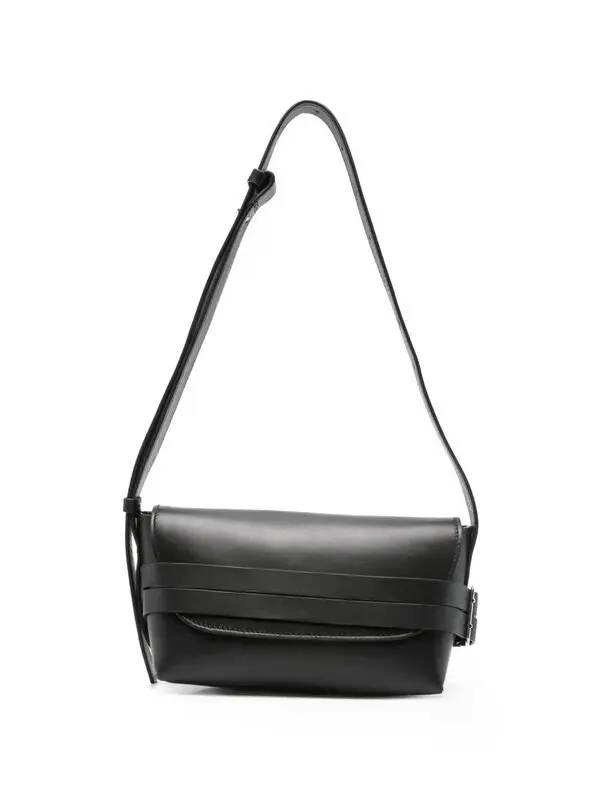VIC MATIE Buckle Leather Shoulder Bag - Black
