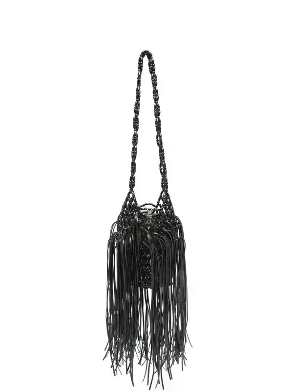 Patrizia Pepe Fringed Shoulder Bag - Black