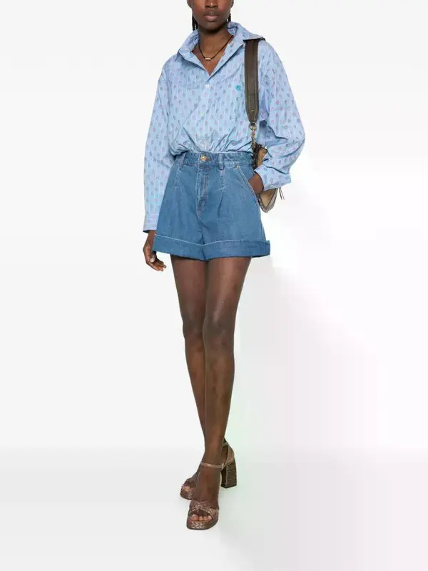 Zimmermann Pleated Cuffed Shorts - Blue