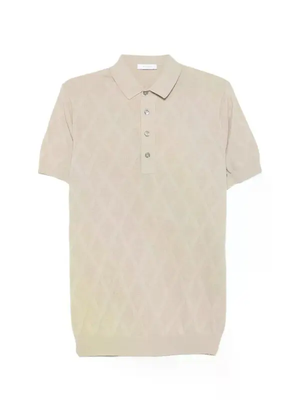 DIKTAT Diamond-pattern Knit Polo Shirt