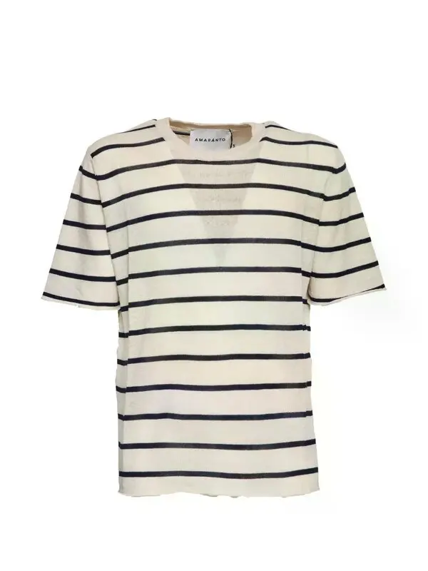 AMARANTO Striped Crewneck T-shirt - Neutrals
