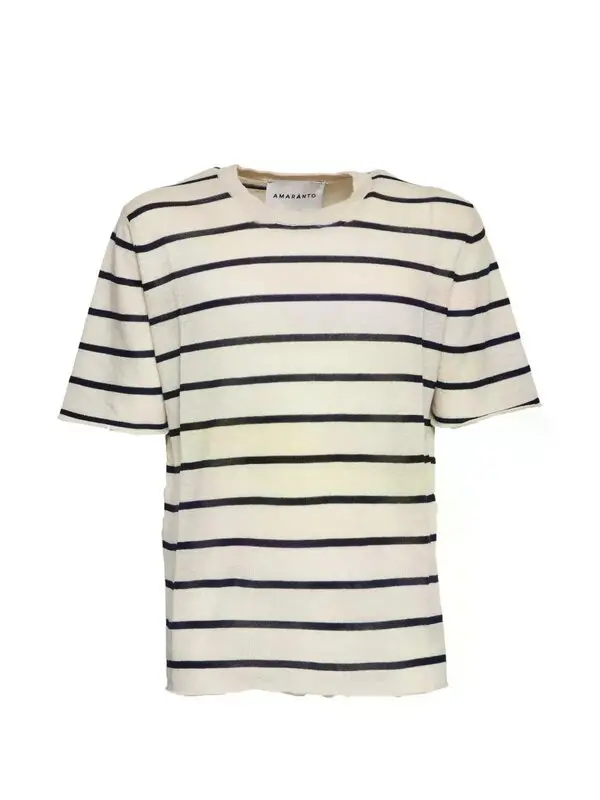 AMARANTO Striped Crewneck T-shirt