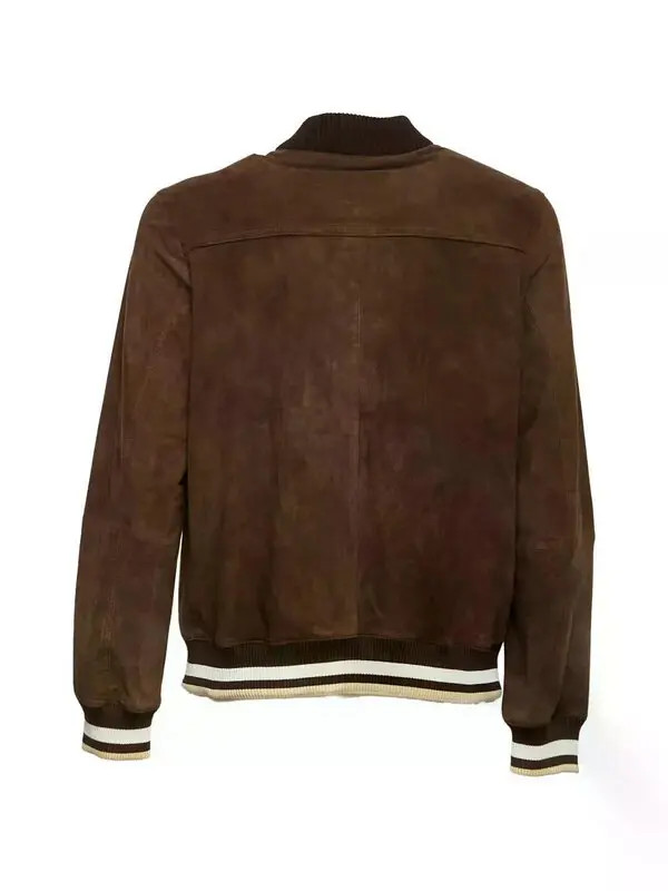 AMARANTO Suede Striped-trim Bomber Jacket