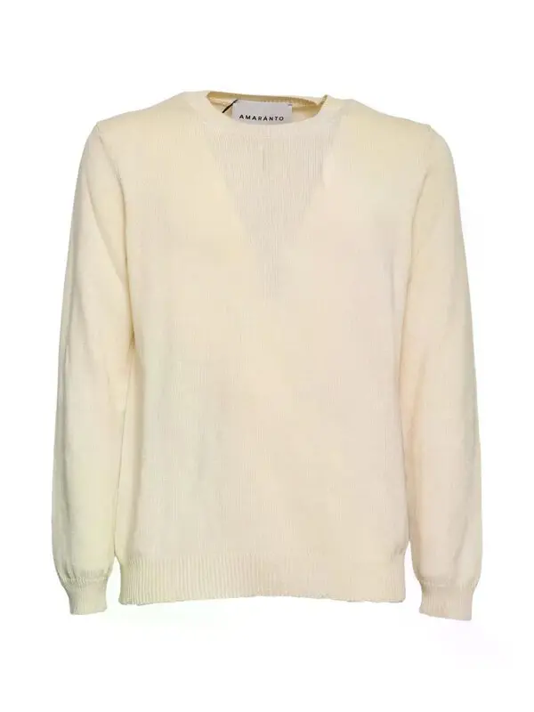 AMARANTO Crewneck Textured Sweater - White