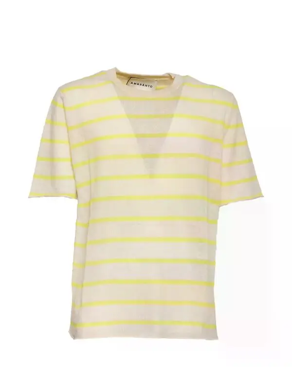 AMARANTO Striped Short-sleeve T-shirt - Neutrals